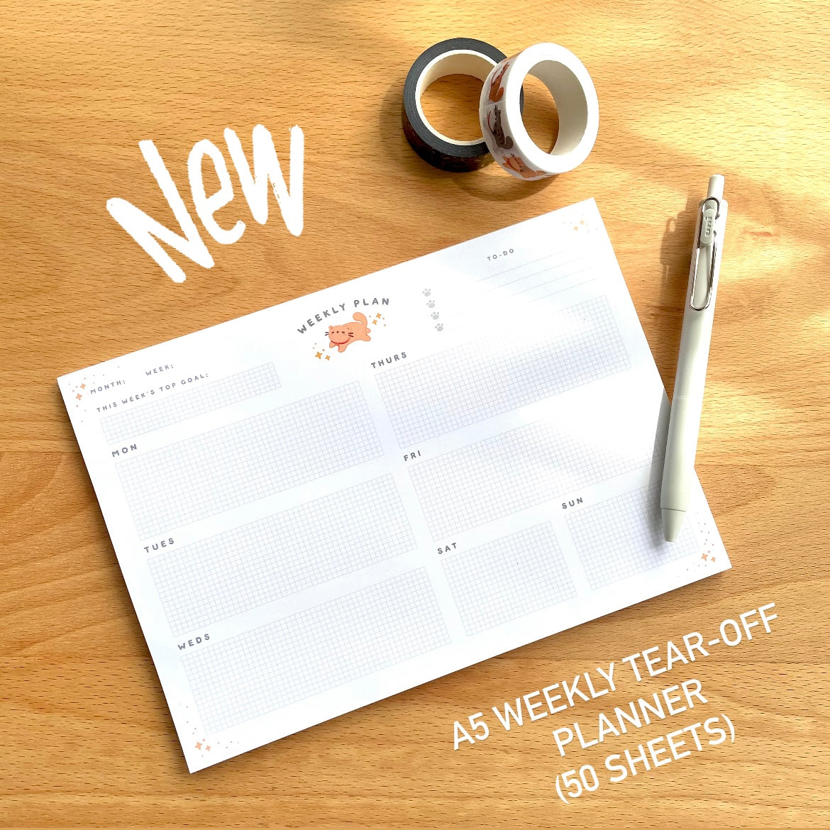 A5 Tear-off Weekly Cat Planner – Purring Cat Co